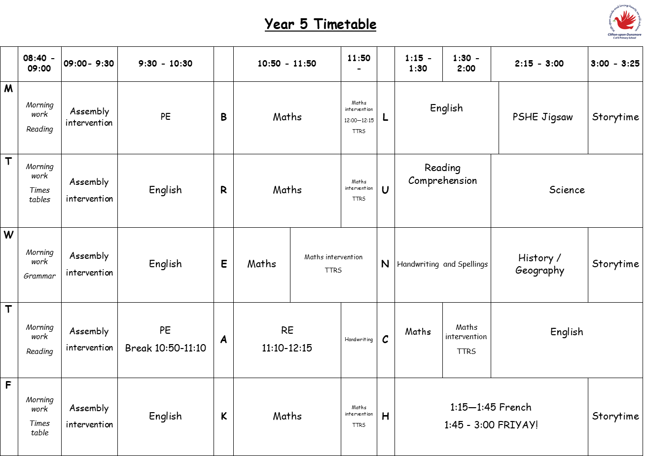Clifton upon Dunsmore Church of England Primary School - Year 5